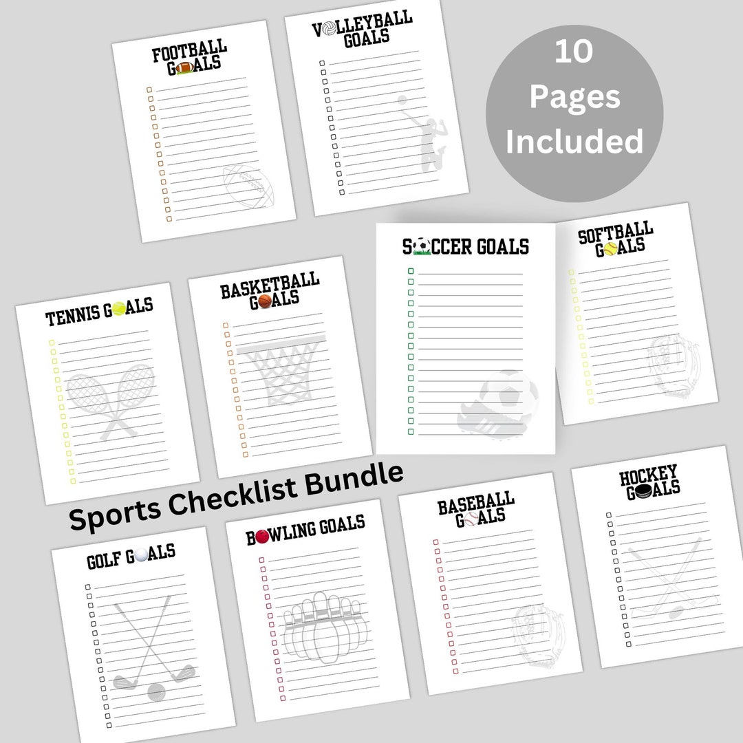 Sports Goals Checklist Printable to Do List Kids Sports Gift for Him ...