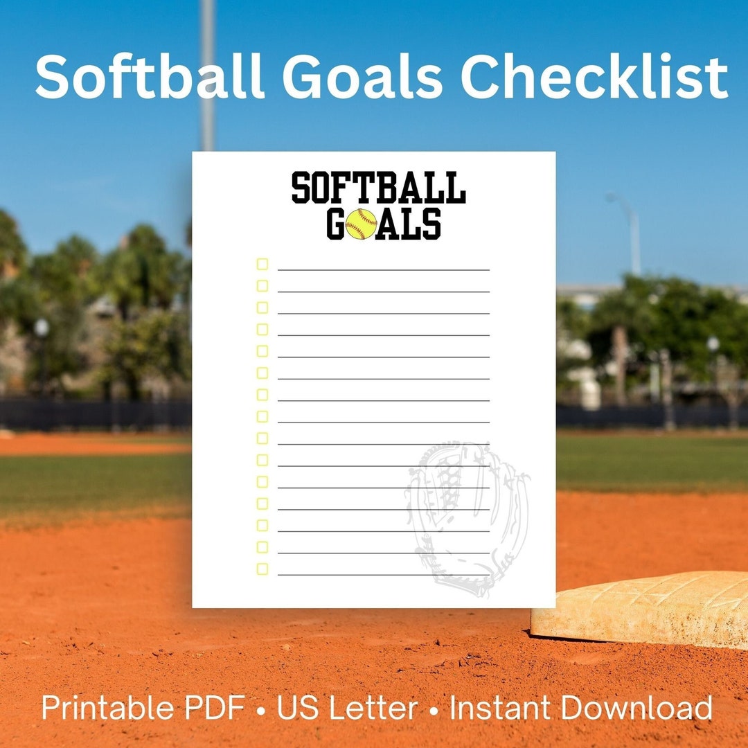 Softball Goals Checklist Printable to Do List Softball Gift for Her ...