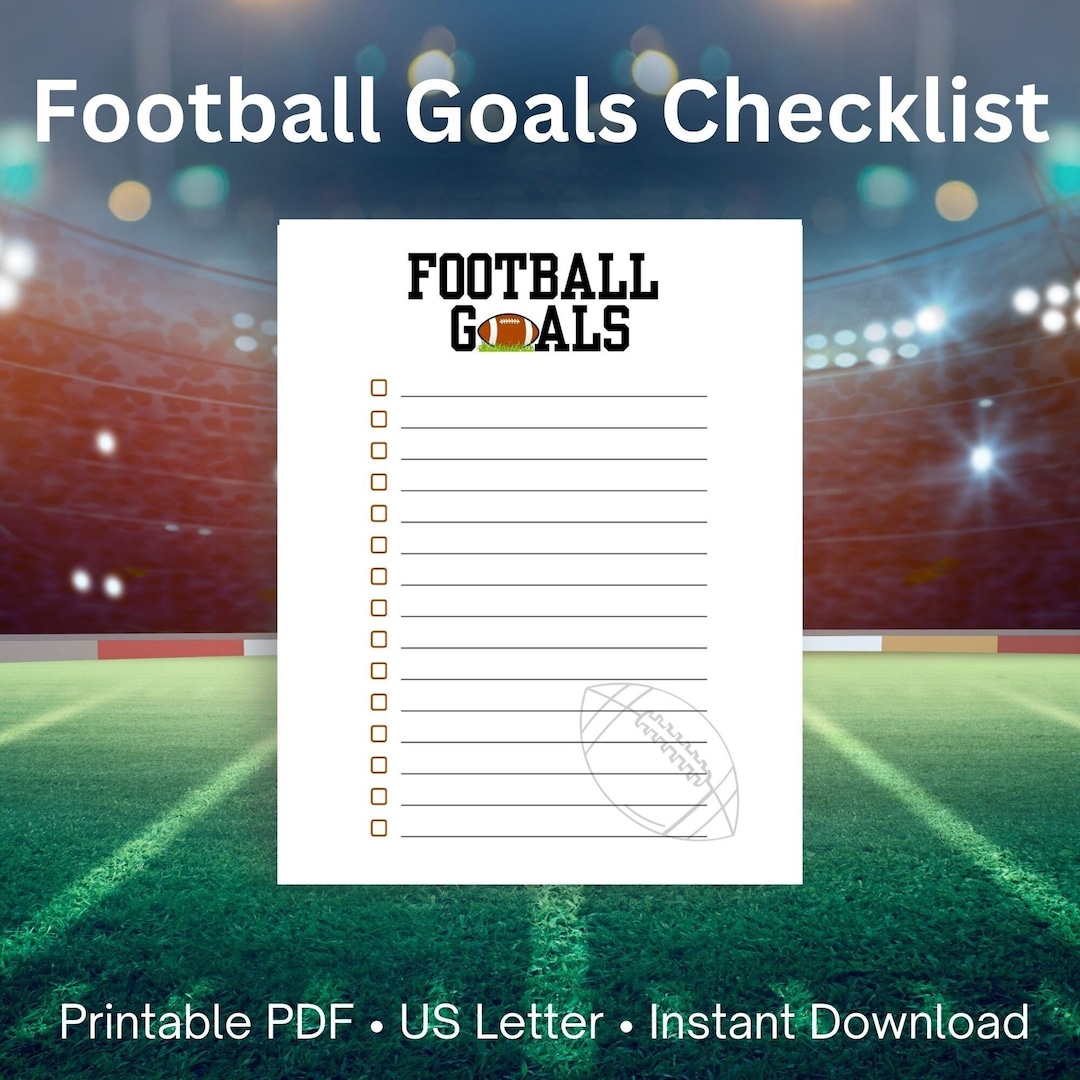 Football Goals Checklist Printable to Do List Kids Football Gift for ...
