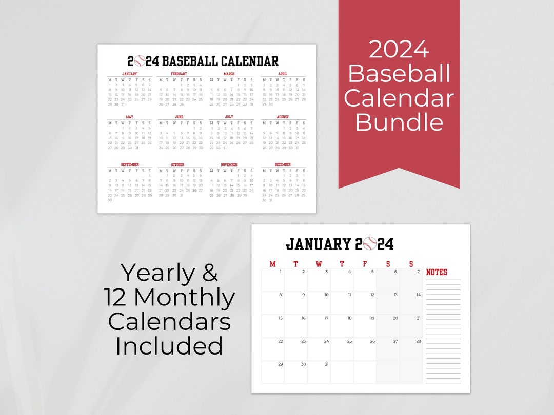 Printable Travel Baseball Calendar Bundle Planner Digital Baseball Kids ...