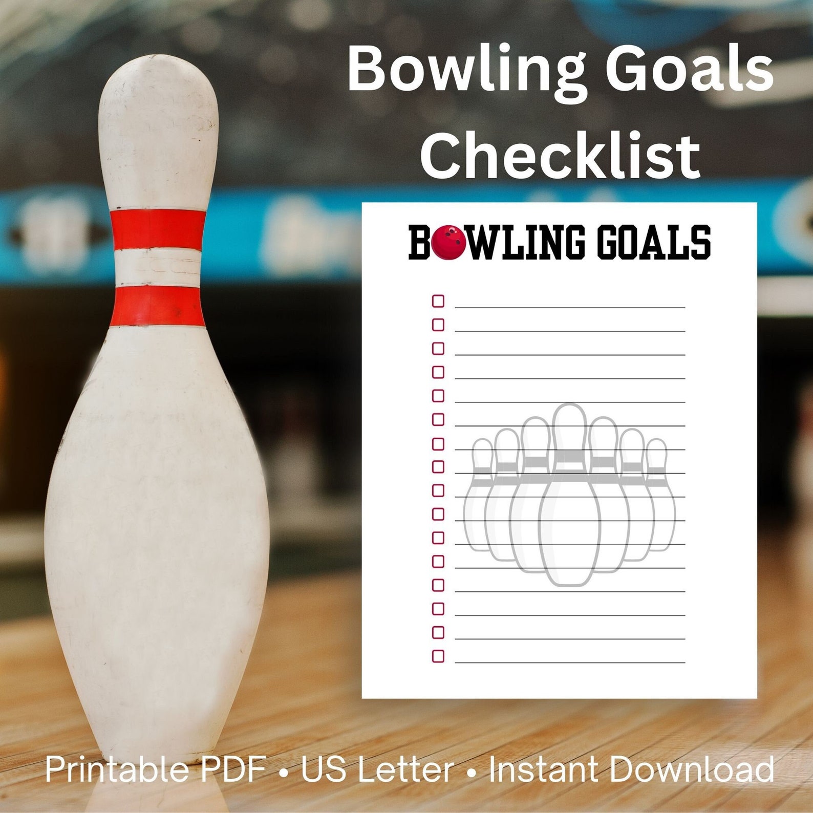 Bowling Goals Checklist Printable to Do List Sports Fan Gift Bowling ...
