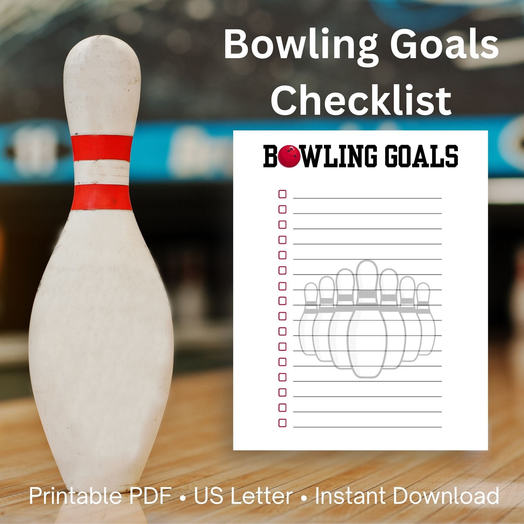 Bowling Goals Checklist Printable to Do List Sports Fan Gift Bowling ...