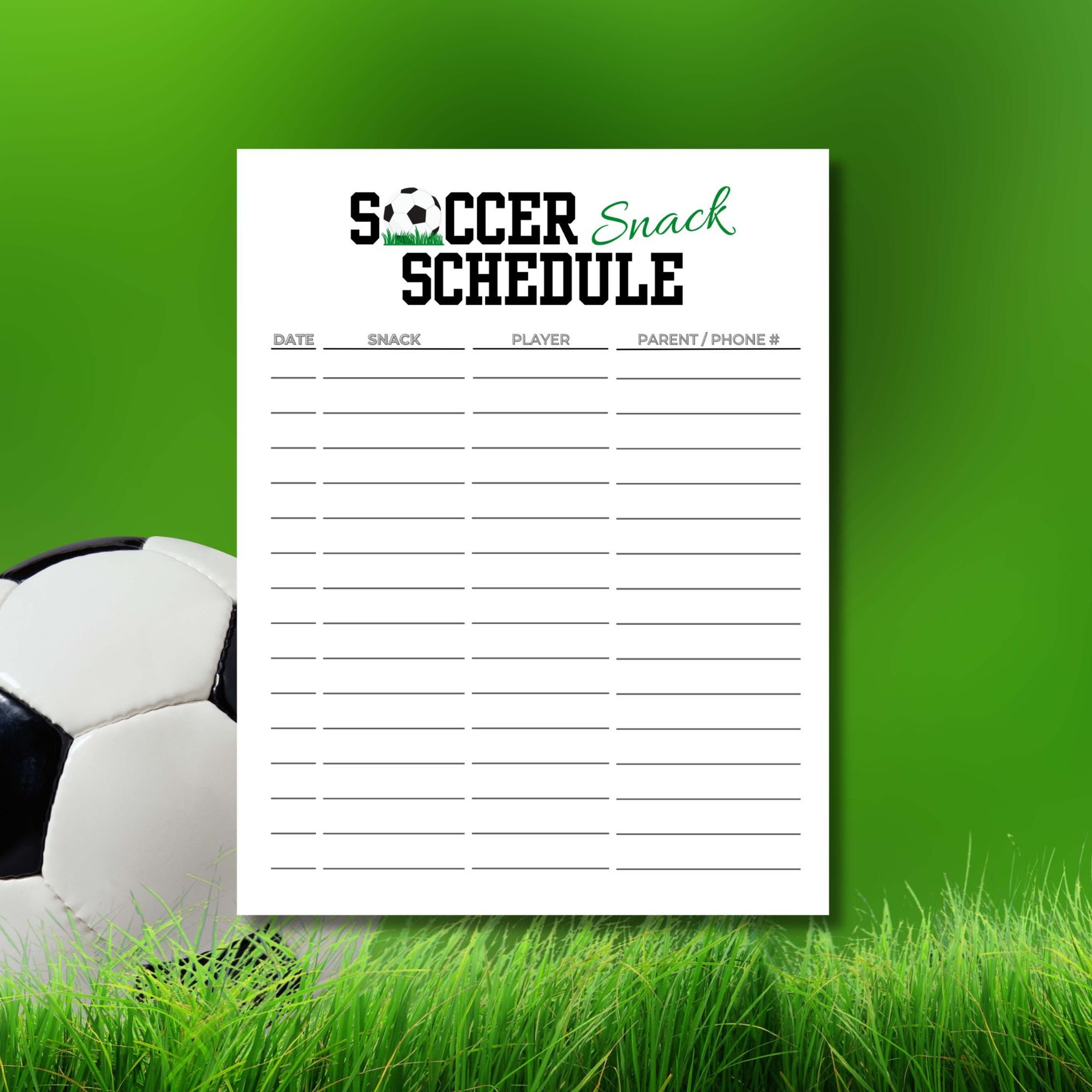 Printable Soccer Snack Sign up Sheet Soccer Kid Printable Schedule for ...