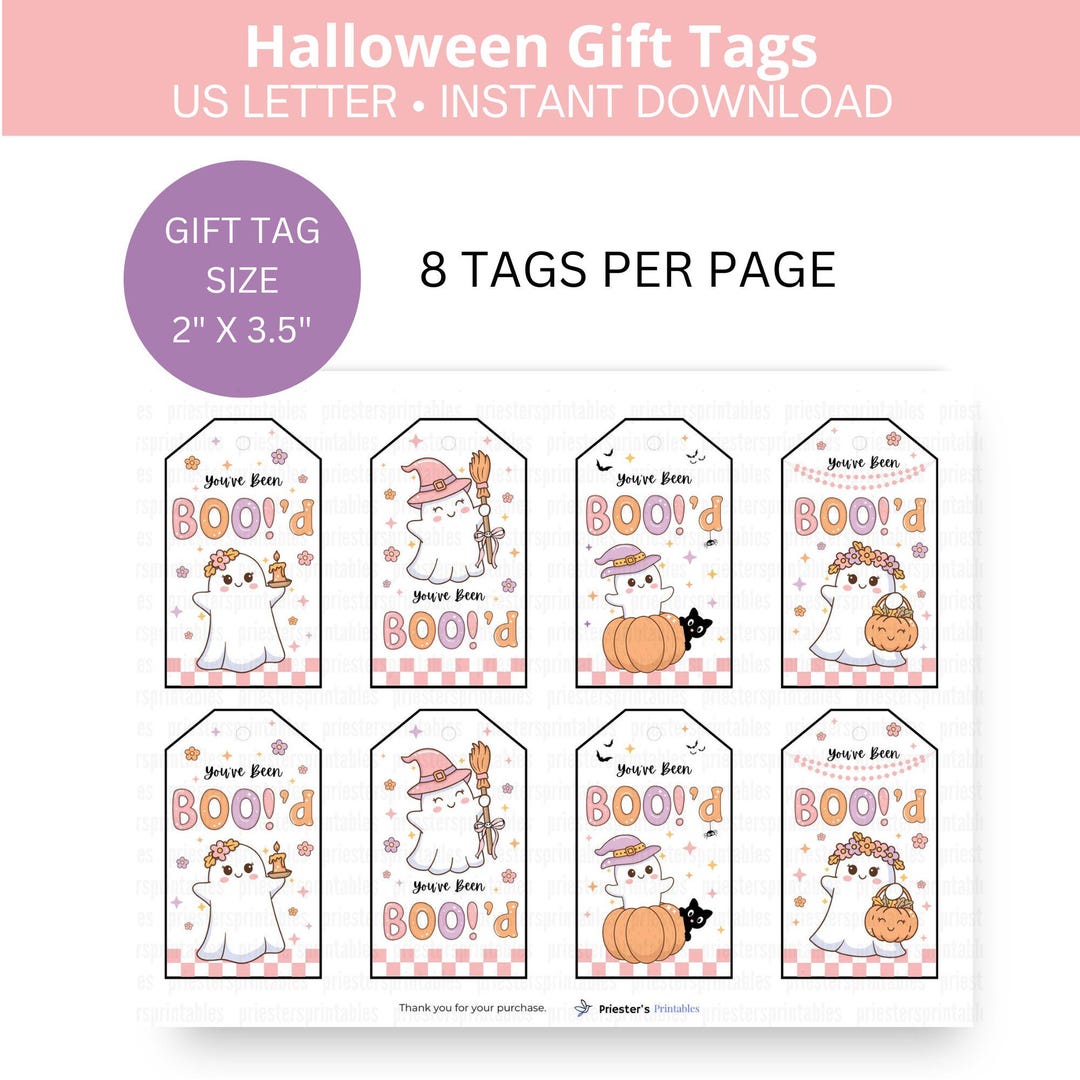 Printable You've Been Boo'd Tag Printable Halloween Teacher Gift Tags ...