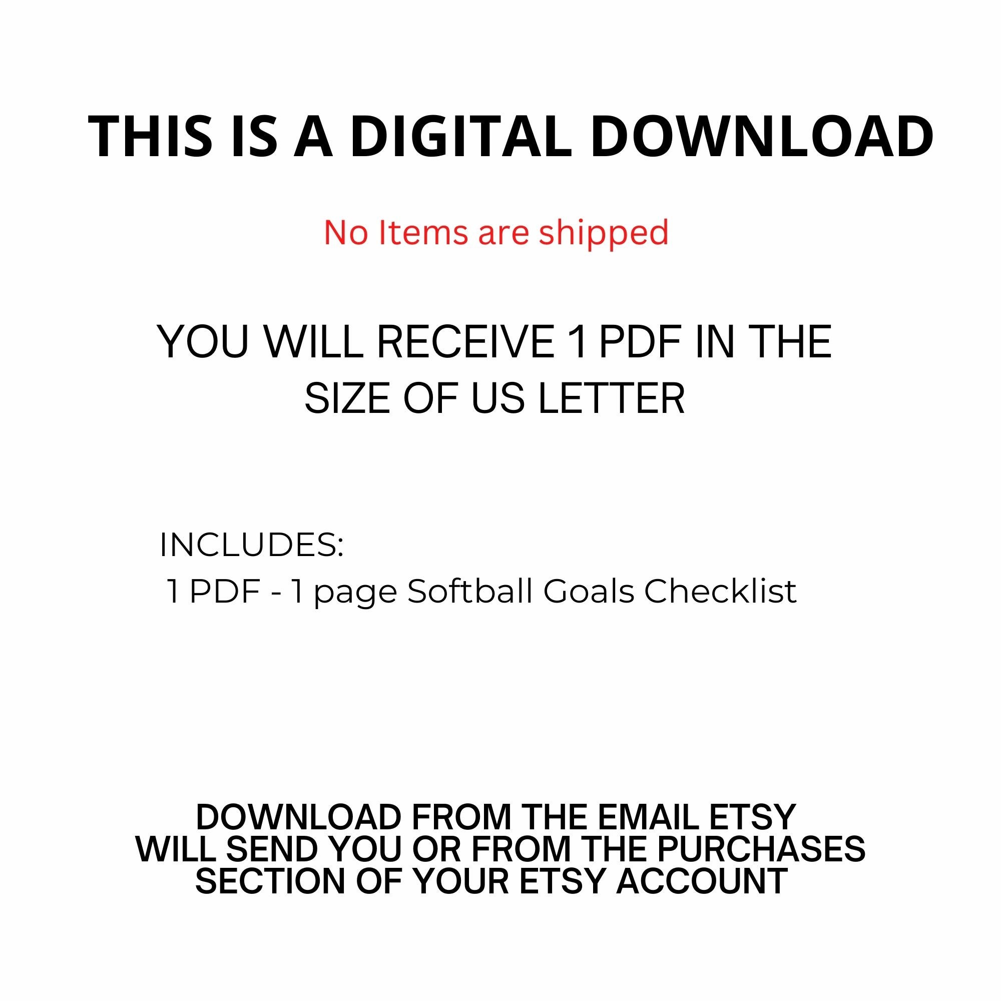 Softball Goals Checklist Printable to Do List Softball Gift for Her ...