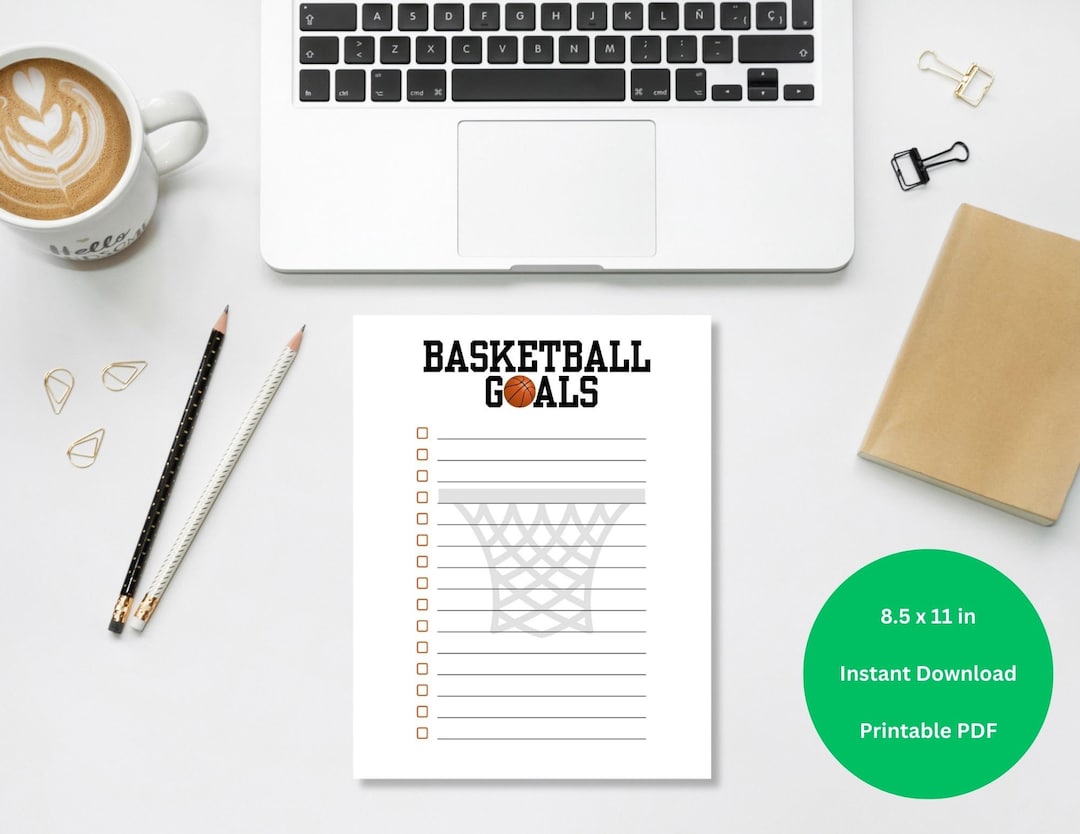 Basketball Goals Checklist Printable to Do List Kids Basketball Gift ...