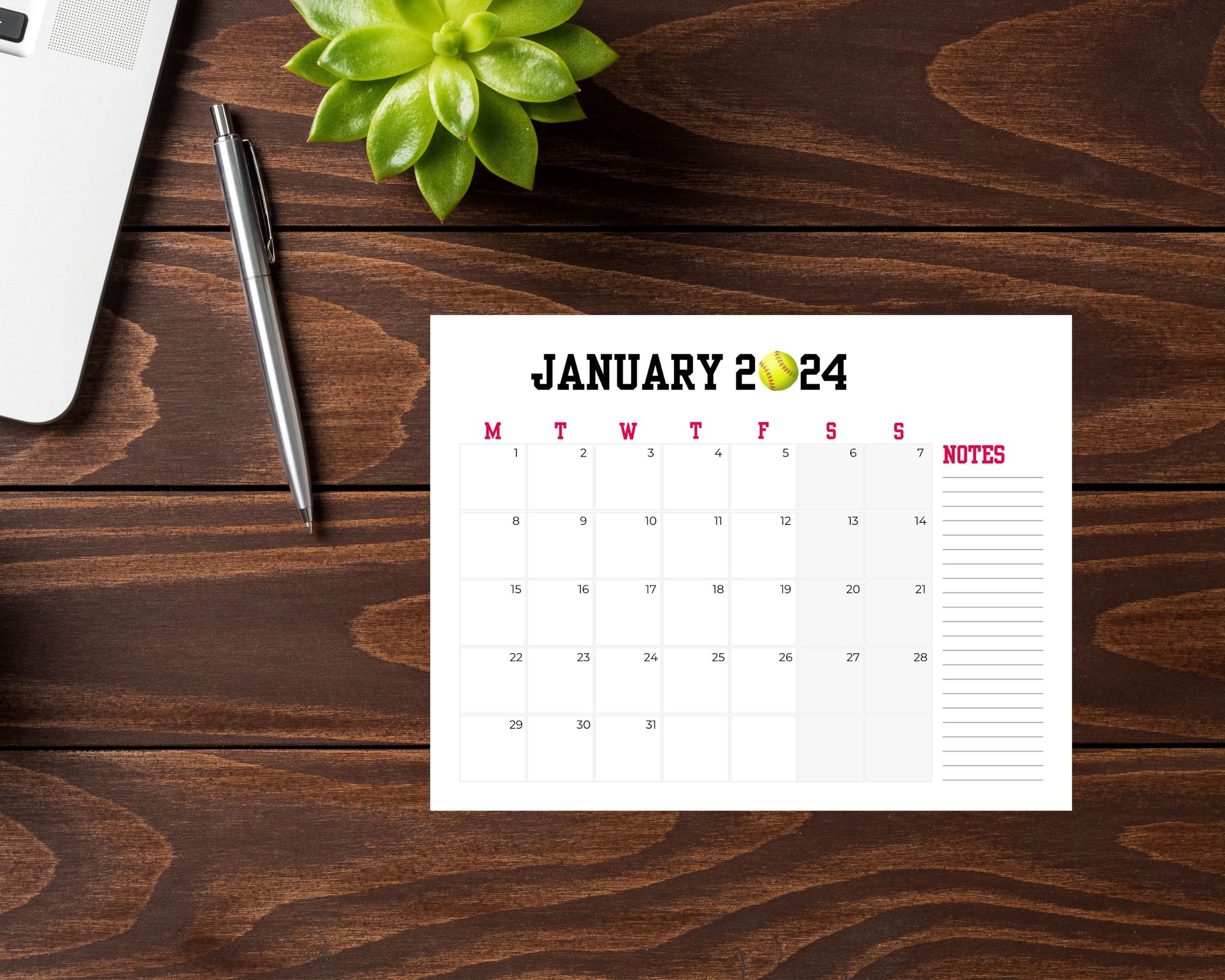 2024 Printable Calendar Softball Bundle Kids Sports Calendar Softball ...