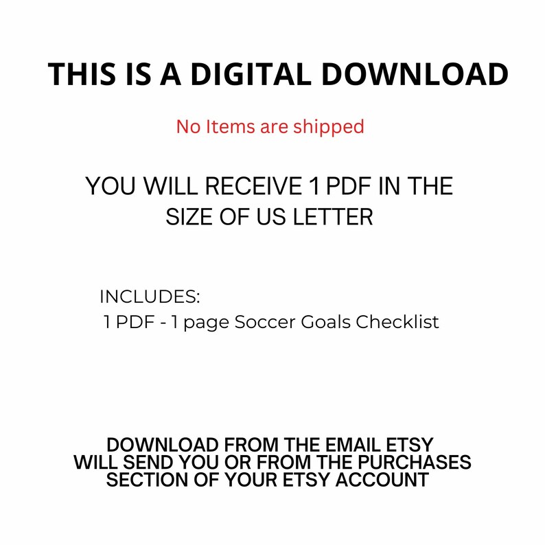 Soccer Goals Checklist Printable to Do List Kids Soccer Gift for Him ...