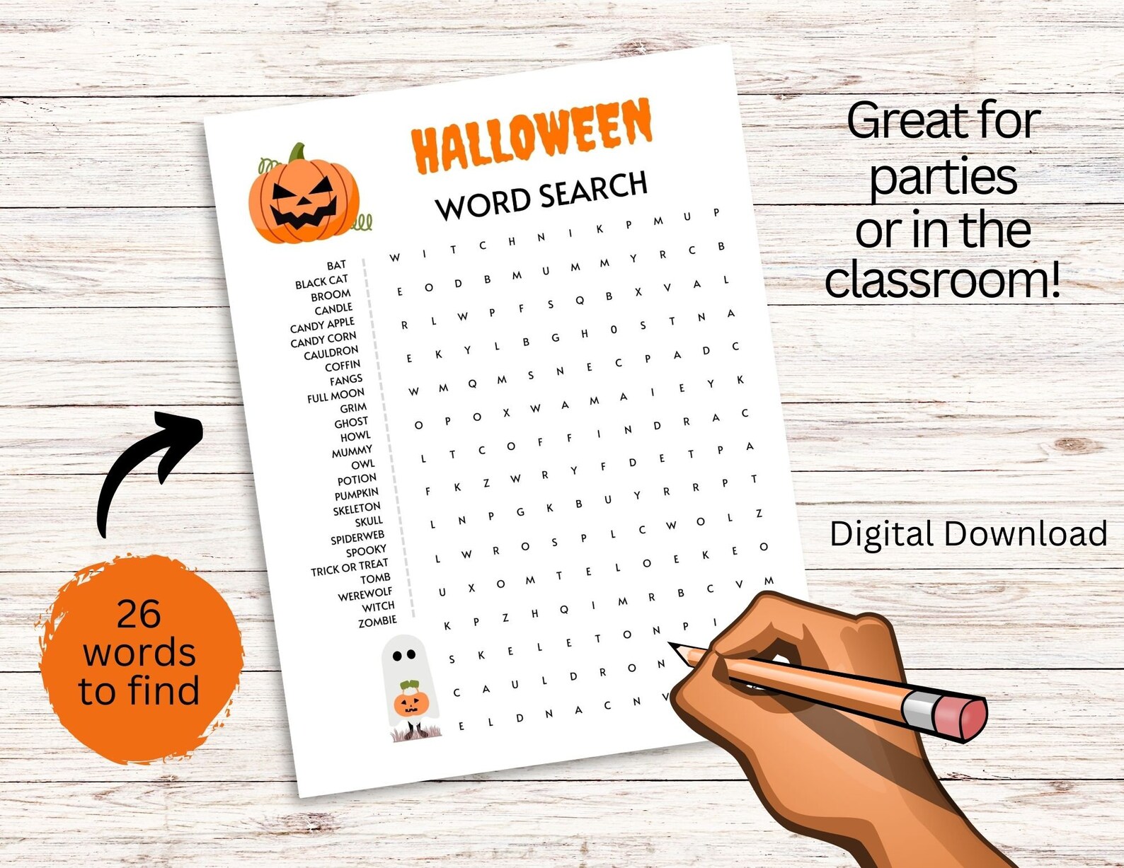 Halloween Word Search Game With Answer Key Halloween Word Search Fun ...