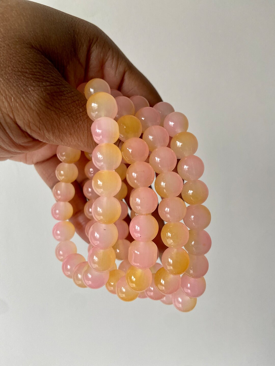 Pink Lemonade Beaded Bracelets - Etsy
