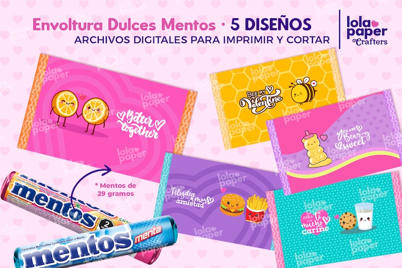 Valentine's Day Collection Digital Files Mentos Sweet Wrappers - Etsy