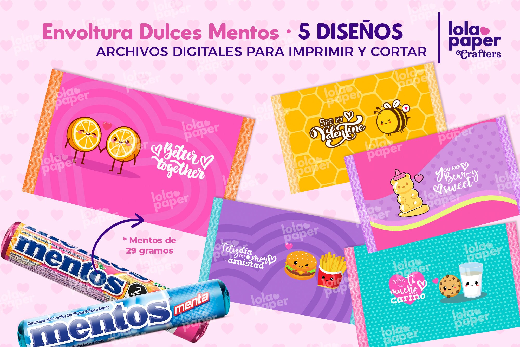 Valentine's Day Collection Digital Files Mentos Sweet Wrappers - Etsy