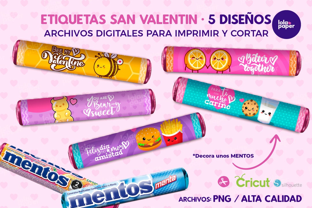 Valentine's Day Collection Digital Files Mentos Sweet Wrappers - Etsy