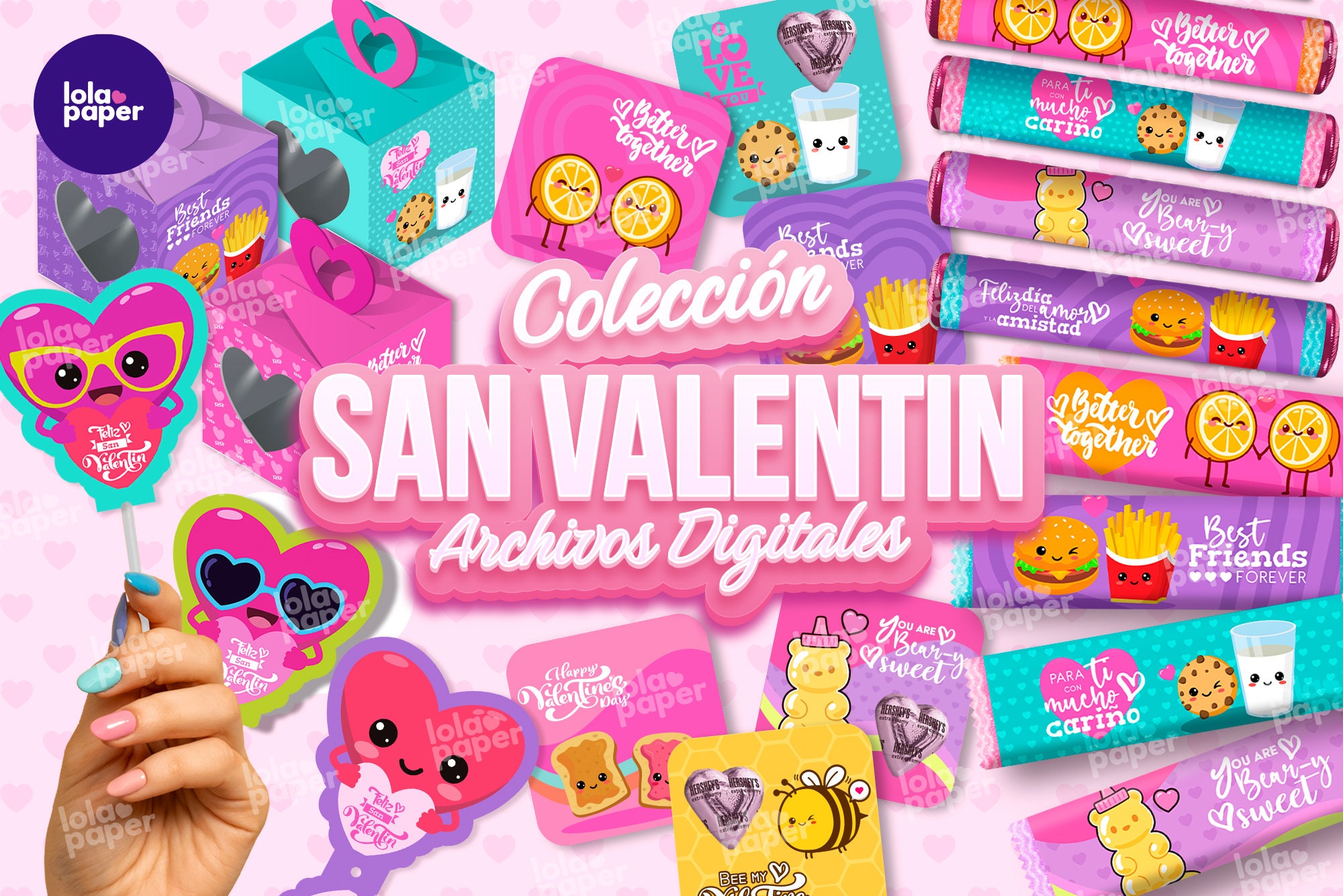 Colección San Valentín Archivos Digitales DIY Cajas, Tarjetas y ...