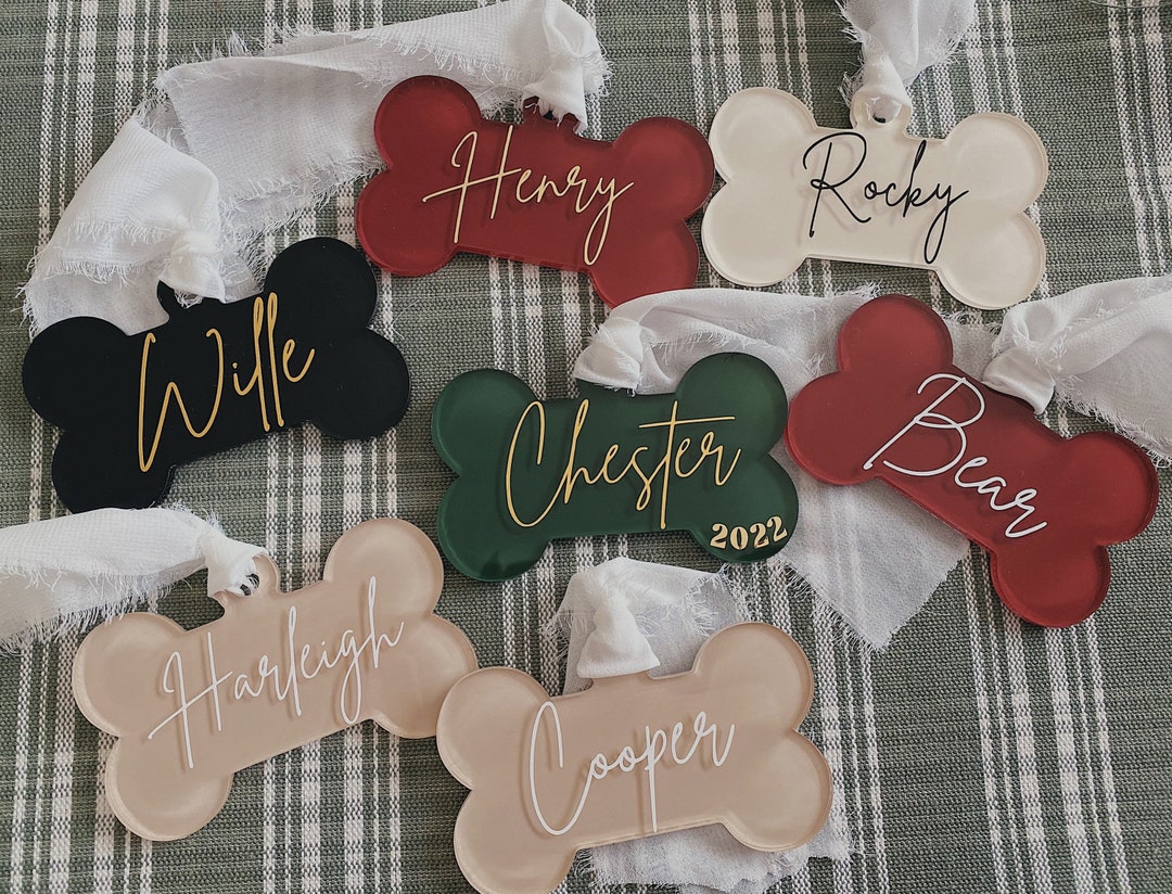 Custom Acrylic Dog Bone Ornament / Christmas Ornament / Custom - Etsy