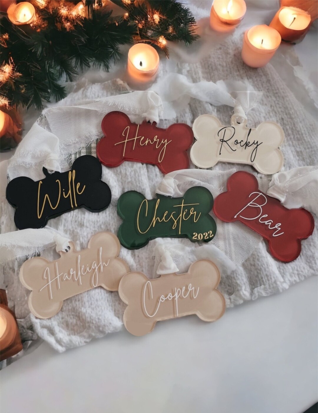 Custom Acrylic Dog Bone Ornament / Christmas Ornament / Custom - Etsy