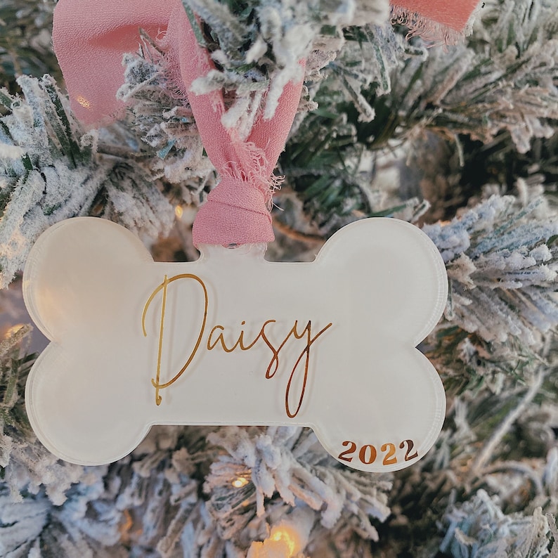 Custom Acrylic Dog Bone Ornament / Christmas Ornament / Custom - Etsy