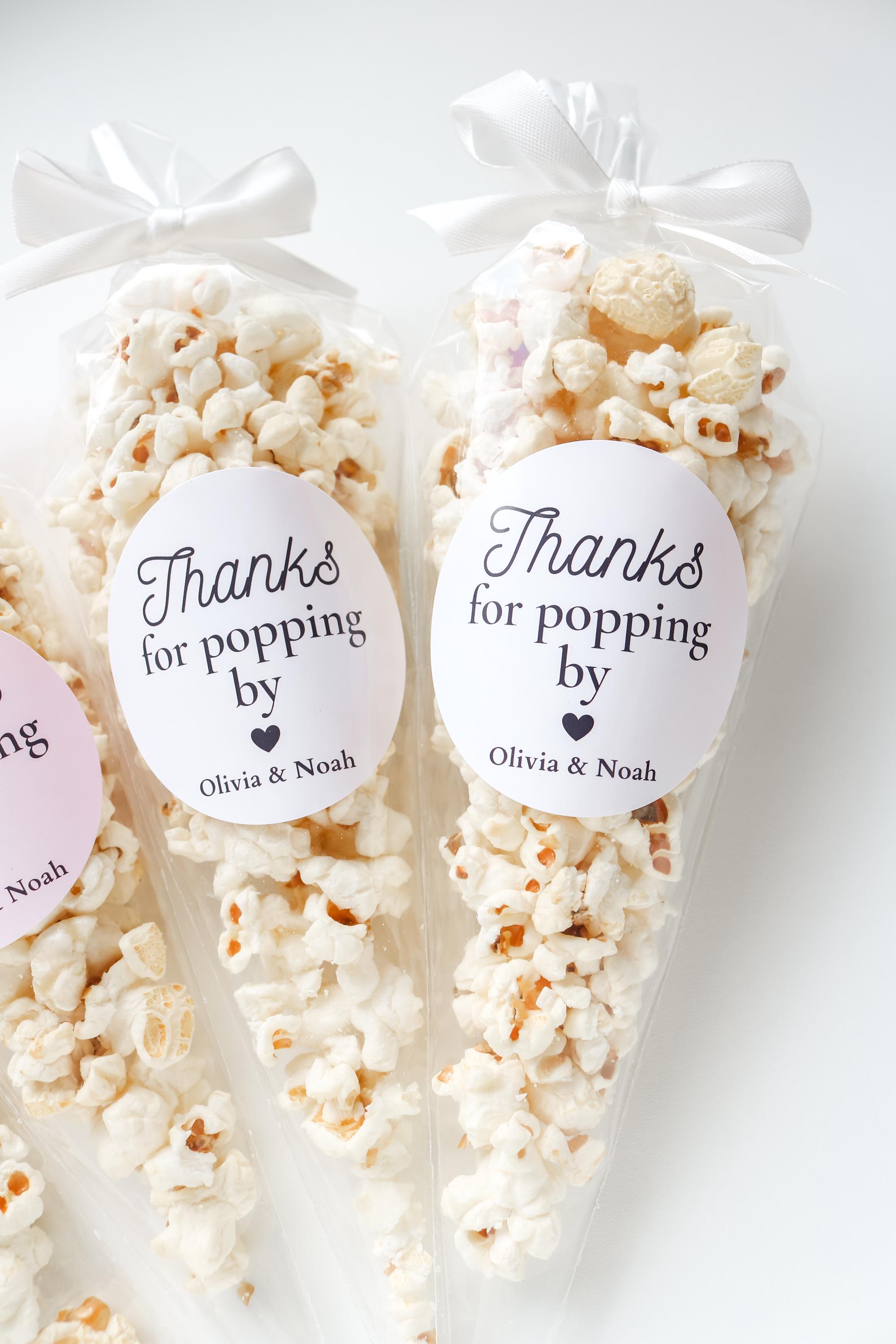 Thanks for Popping by Popcorn Bags and Stickers, Popcorn Party Favors ...