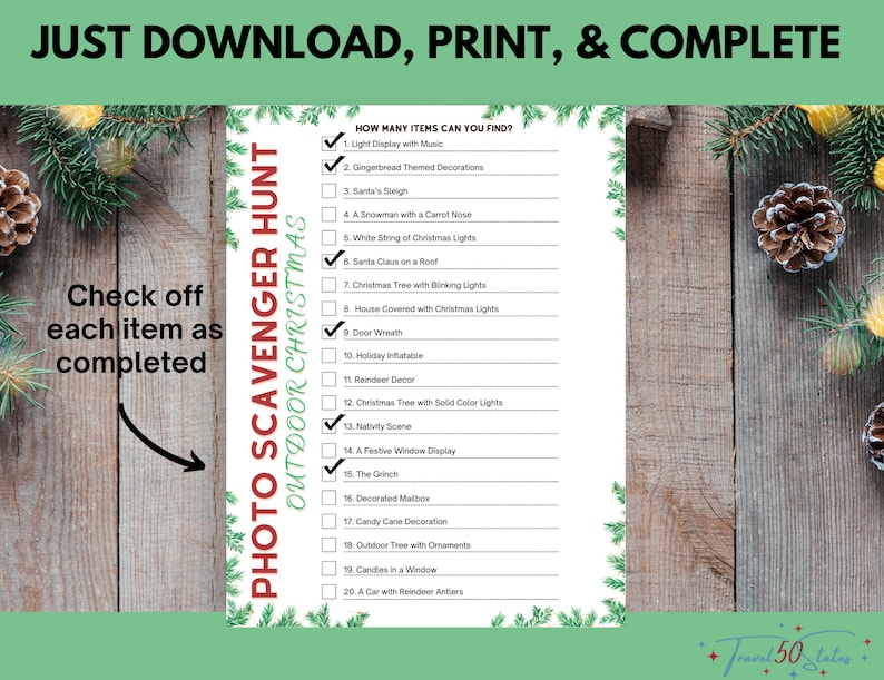 Christmas Photo Scavenger Hunt Printable- Indoor and Outdoor Christmas ...
