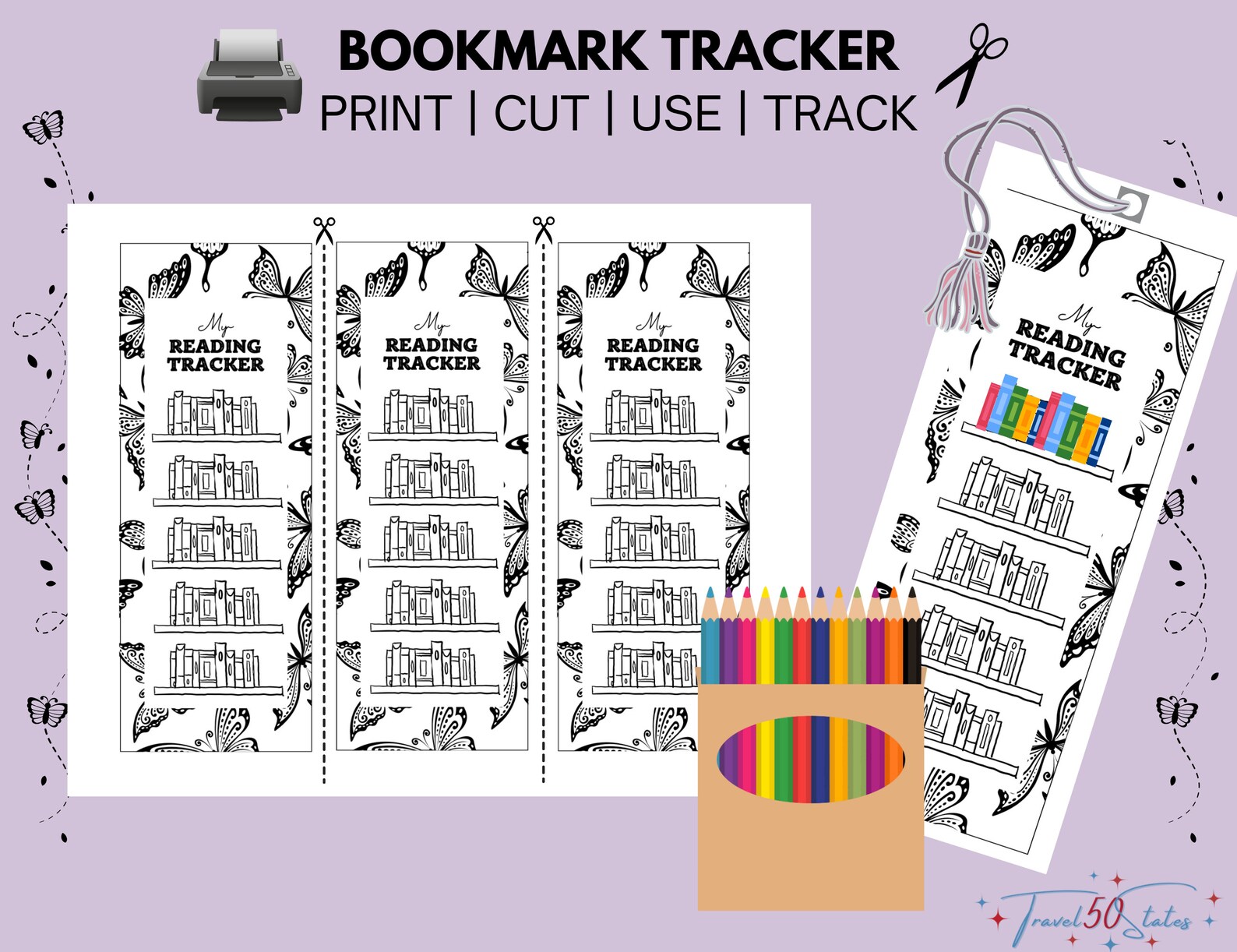 Butterfly Reading Journal Printable Bundle Book Log, Reading Tracker ...