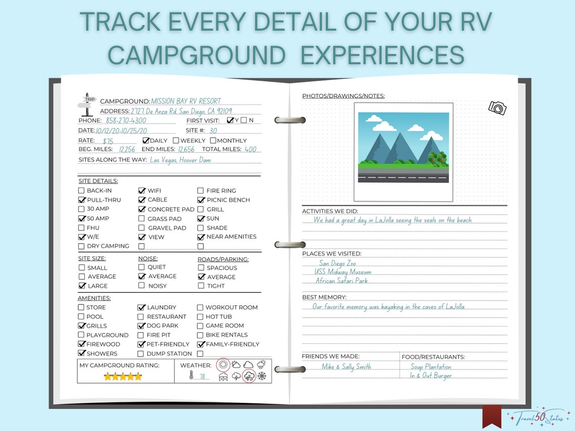 RV Camping Journal Logbook Printable Bundle RV Journal Camping Bundle ...