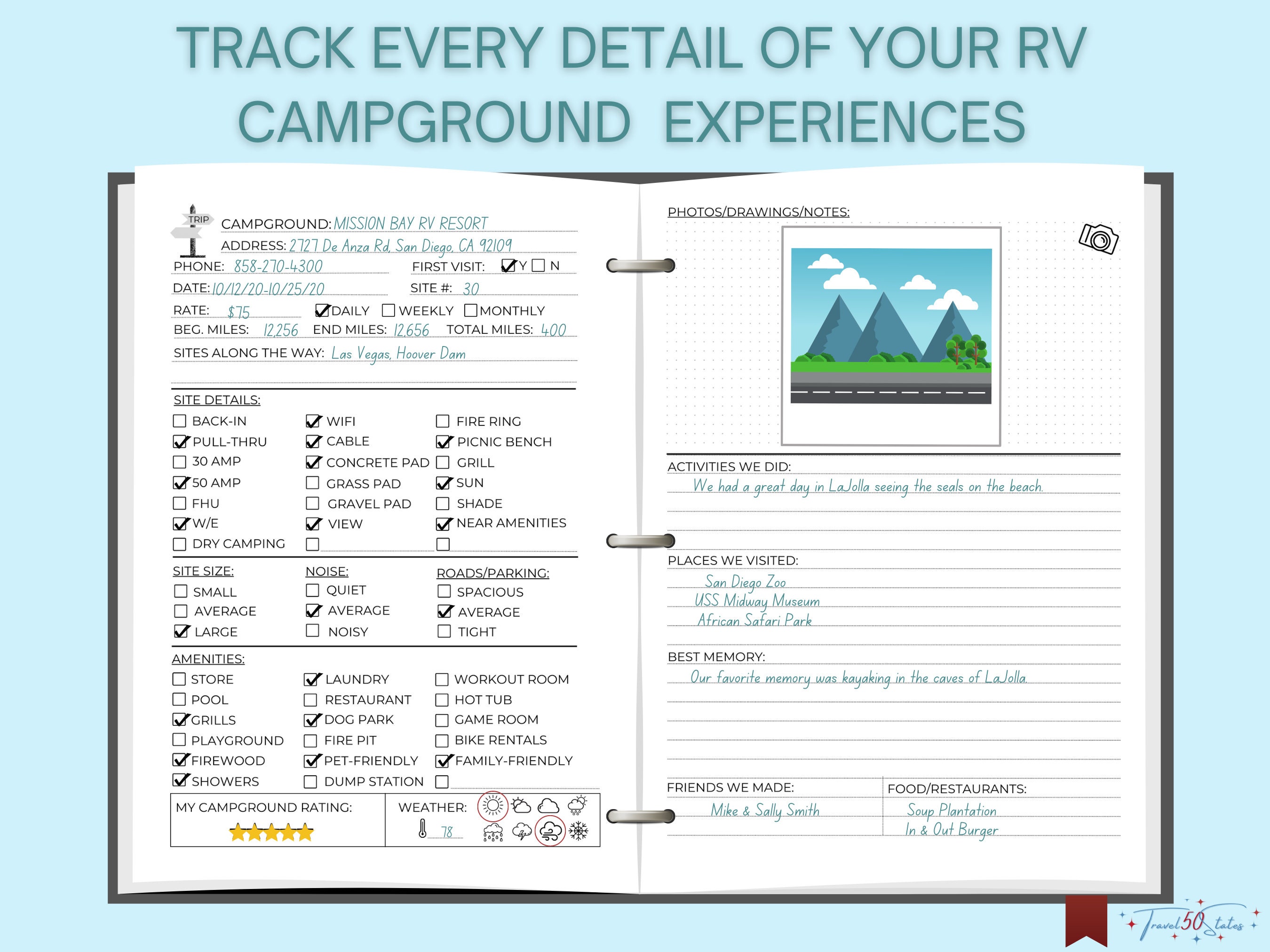 RV Camping Journal Logbook Printable Bundle | RV Journal | Camping ...