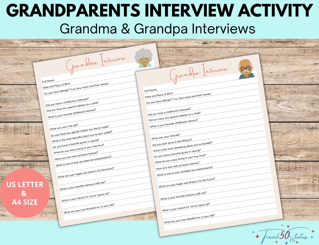 Interview Questions for Grandparents | Grandparents Day, Mother's Day ...