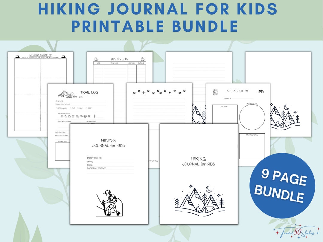 Kids Hiking Journal Printable: Trail Tracker, Hike Log (9 Pages, PDF ...
