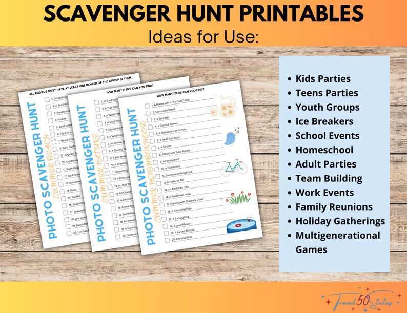 Summer Photo Scavenger Hunt Printables - Beach, Nature, and ...