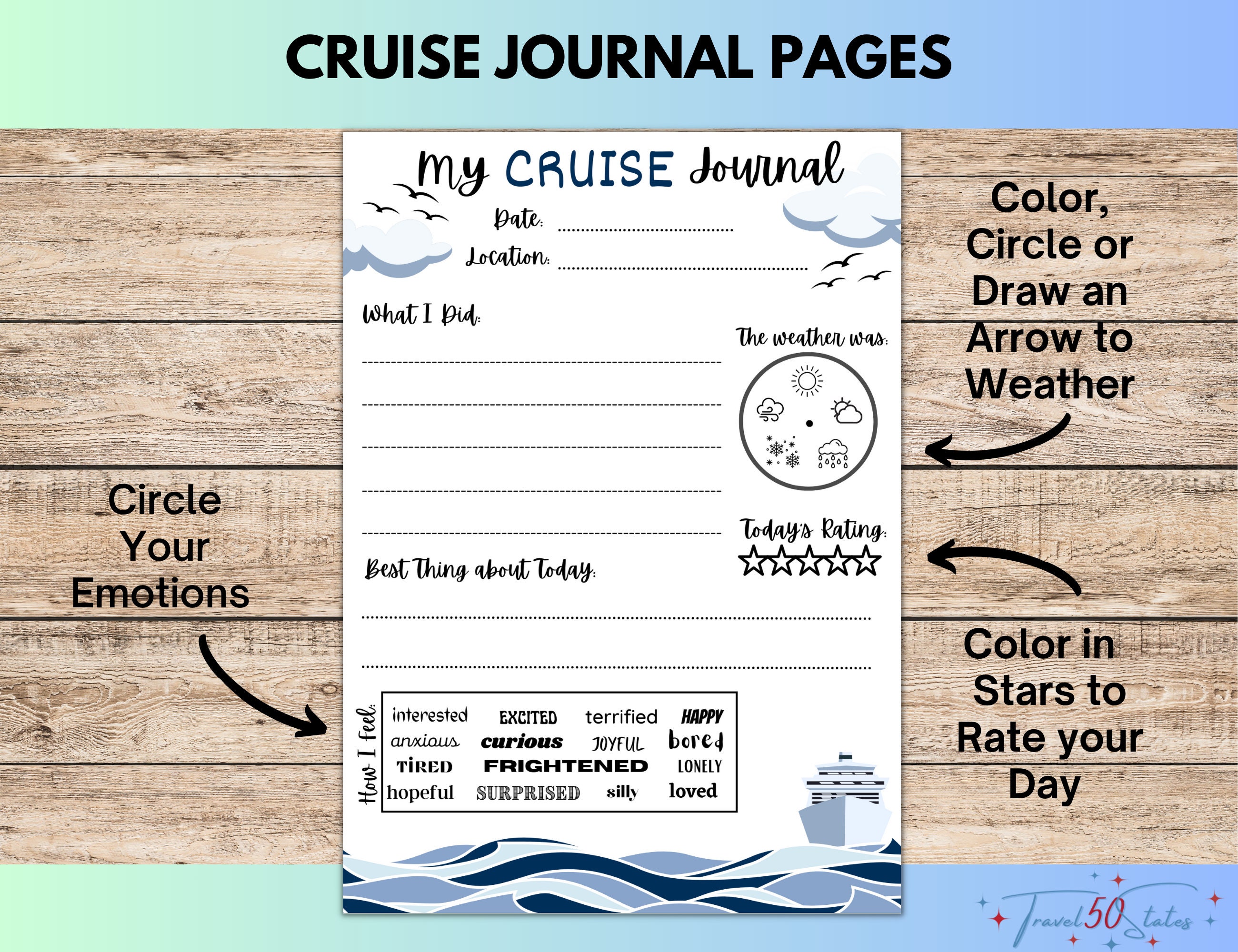 Cruise Vacation Journal Pages | Travel Journal for Kids, Teens, and ...