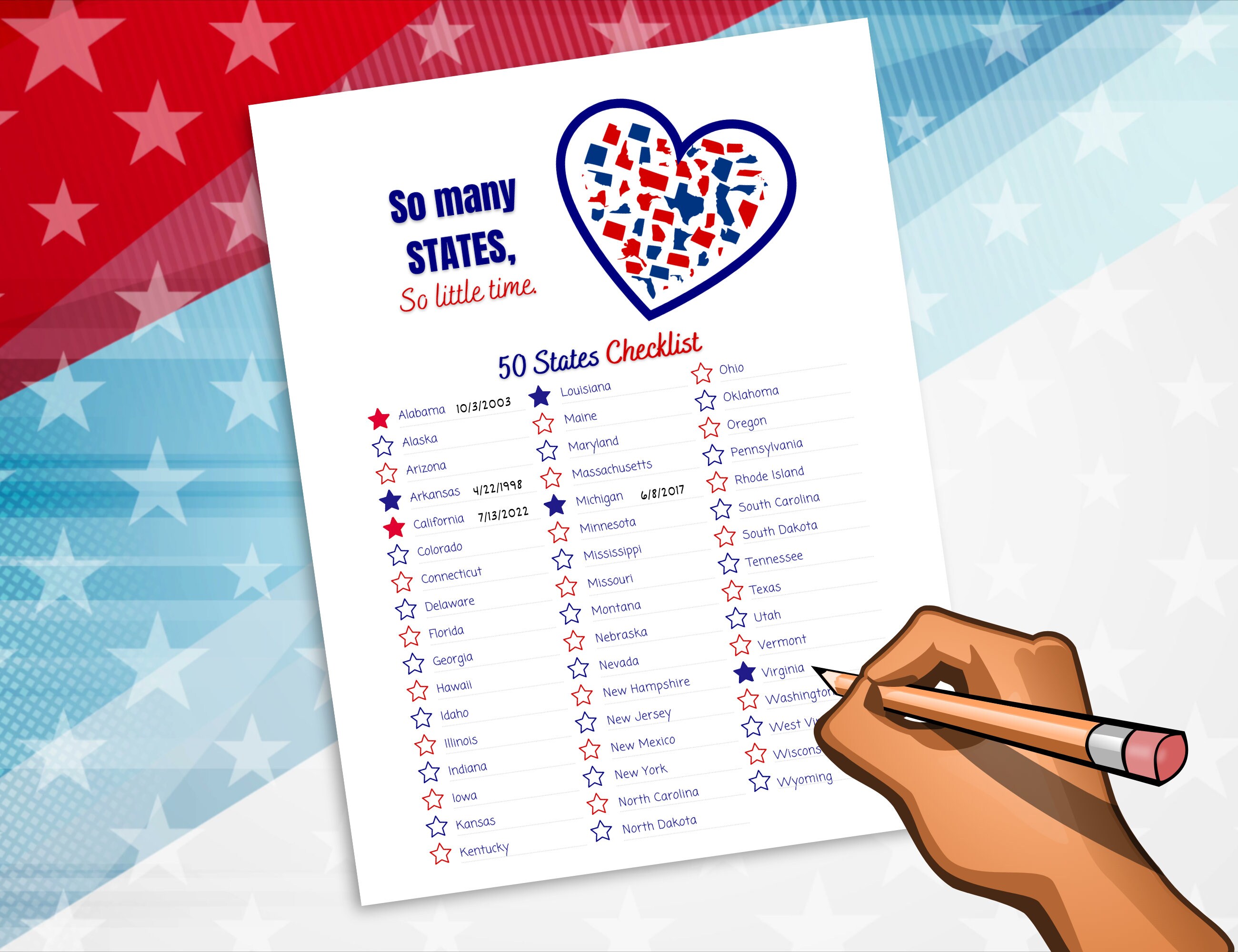 50 United States Checklist, so Many States so Little Time, USA Travel ...