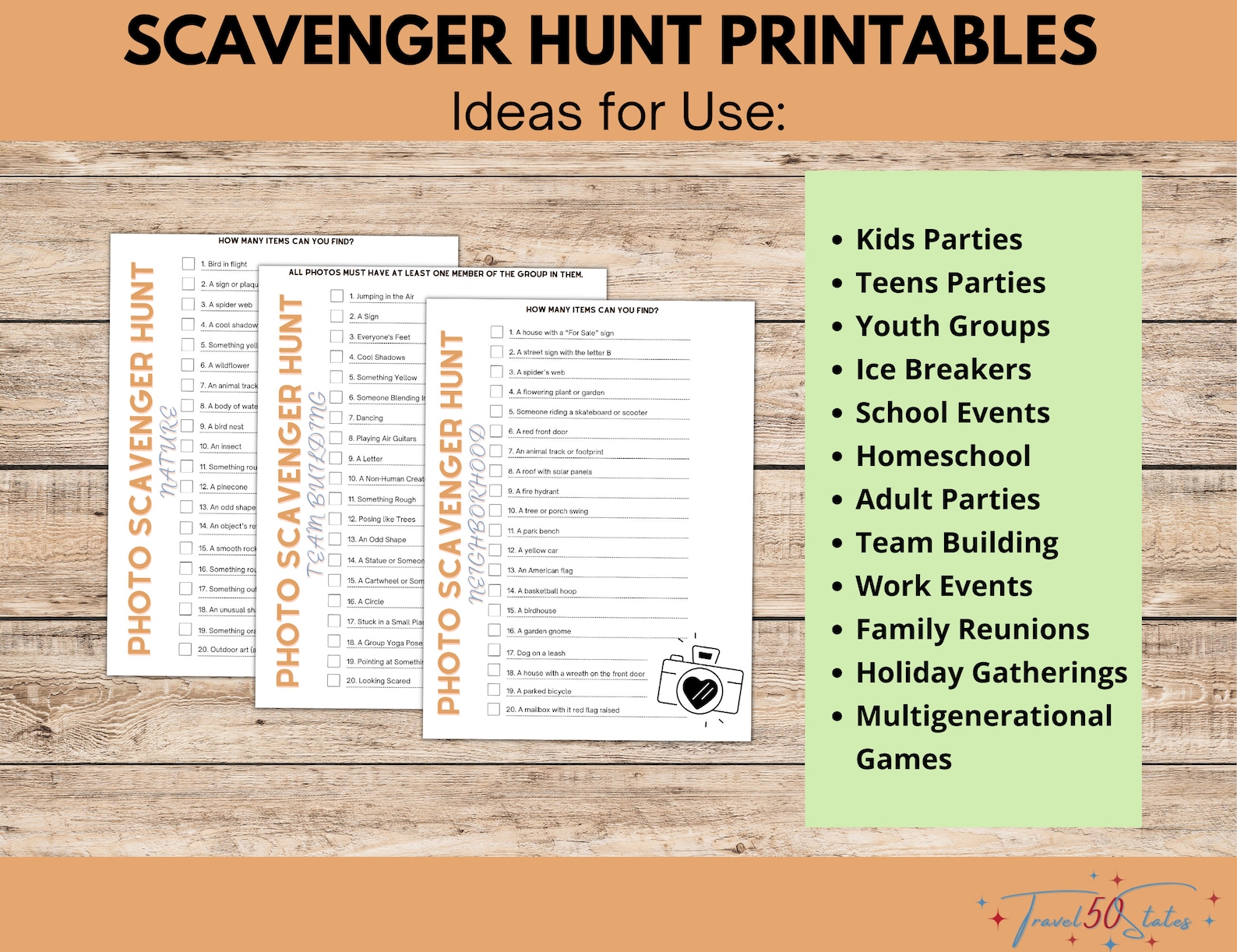 Photo Scavenger Hunt Printables - Nature, Neighborhood, and Team ...
