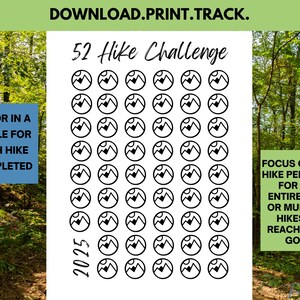 52 Hike Challenge 2025 Tracker: Fitness Printable (digital Download) - Etsy