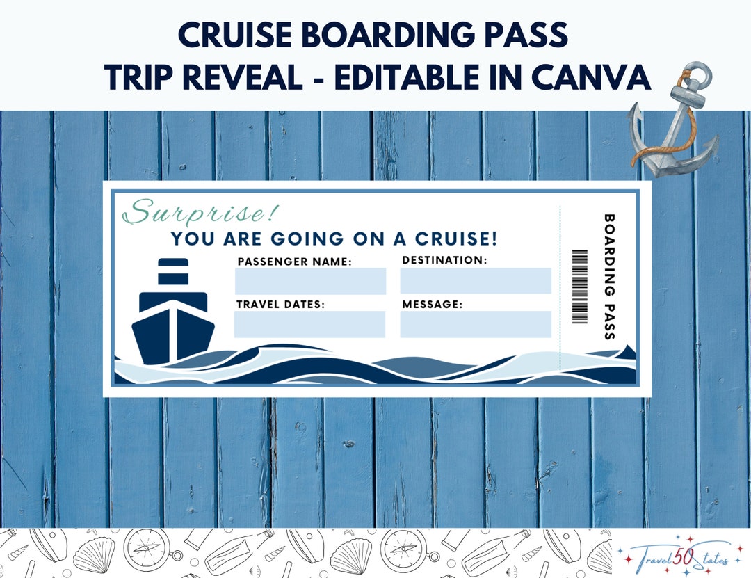 Cruise Boarding Pass Editable Printable | Trip Reveal Gift | Boarding ...