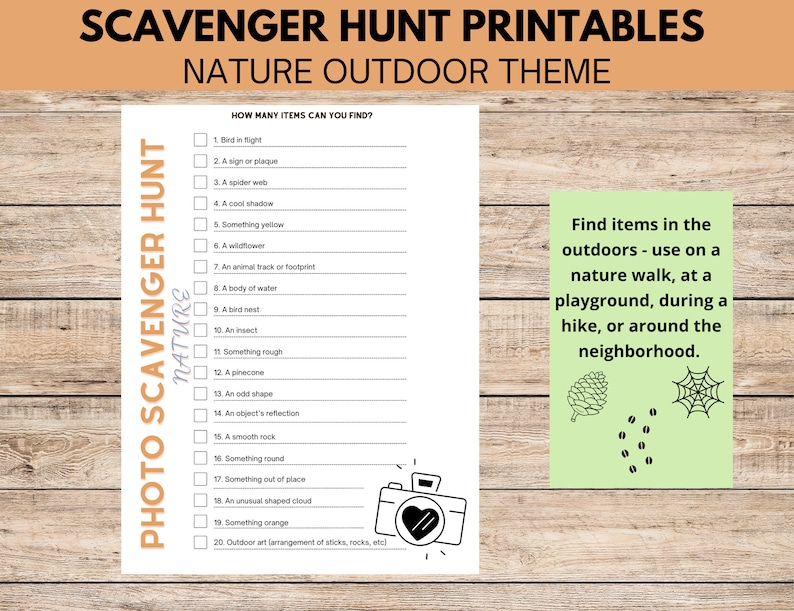 Photo Scavenger Hunt Printables - Nature, Neighborhood, and Team ...