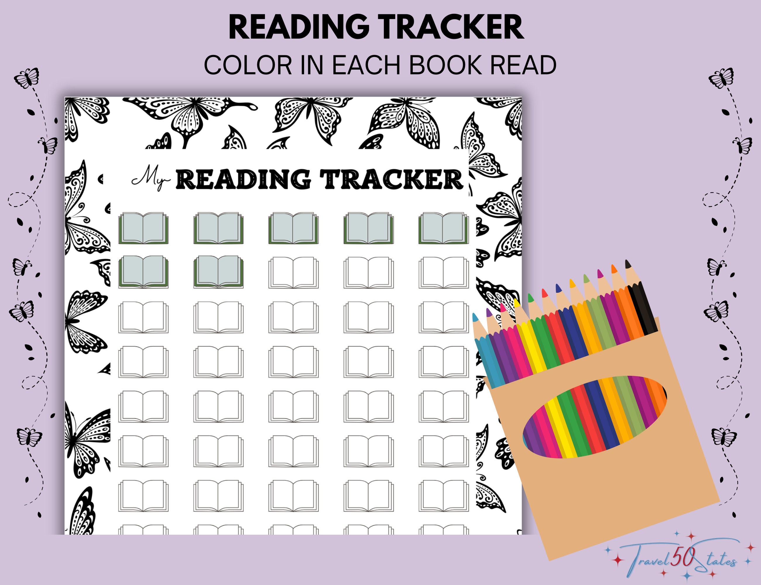 Butterfly Reading Journal Printable Bundle Book Log, Reading Tracker ...