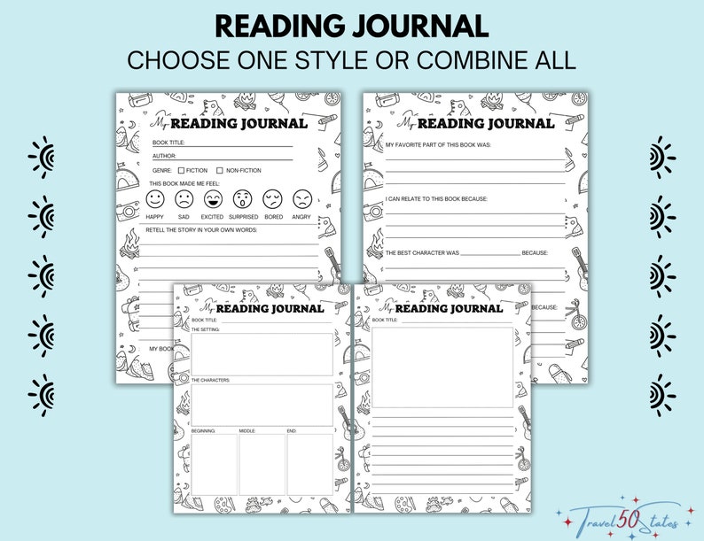 Summer Reading Journal Printable Bundle | Book Log, Reading Tracker ...