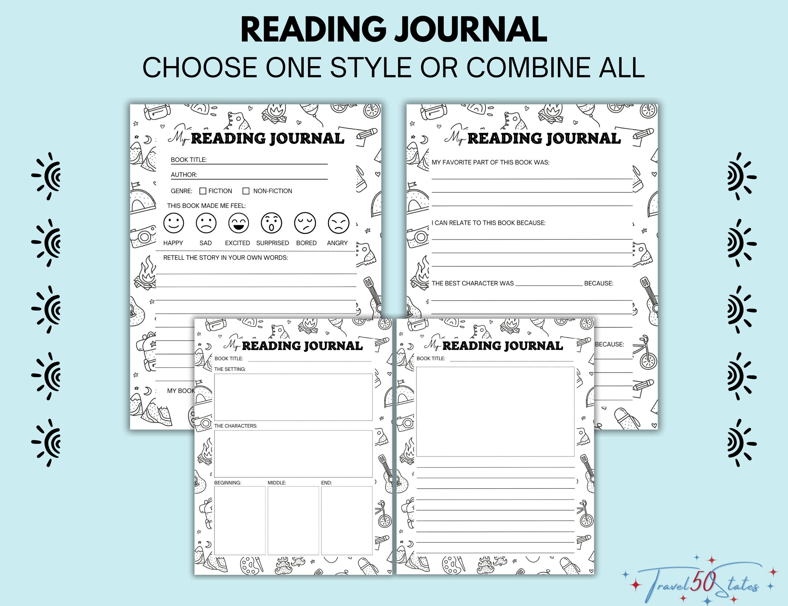 Summer Reading Journal Printable Bundle | Book Log, Reading Tracker ...