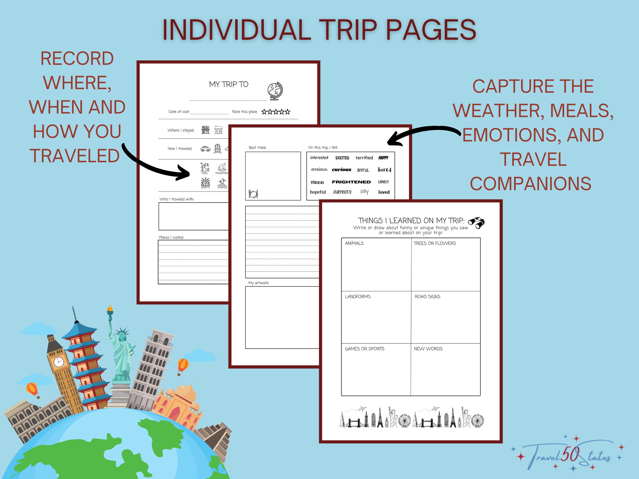 Travel Journal Kids Around the World, Kids Adventure Journal, World ...