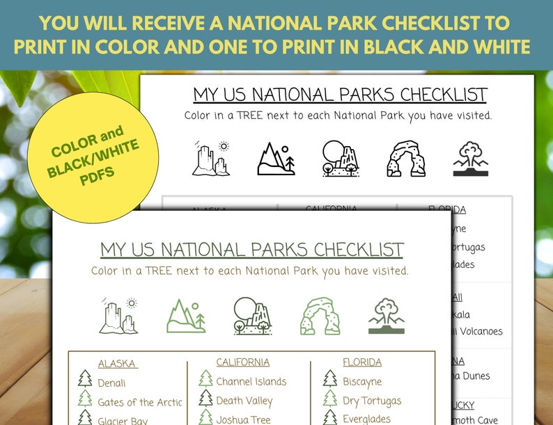 US National Parks Checklist, 63 National Parks Bucket List, National ...