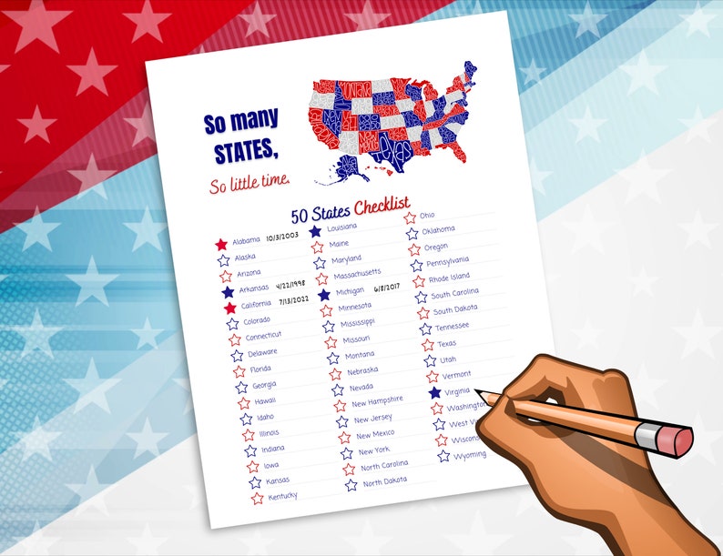 50 United States Checklist, so Many States, so Little Time, USA Travel ...
