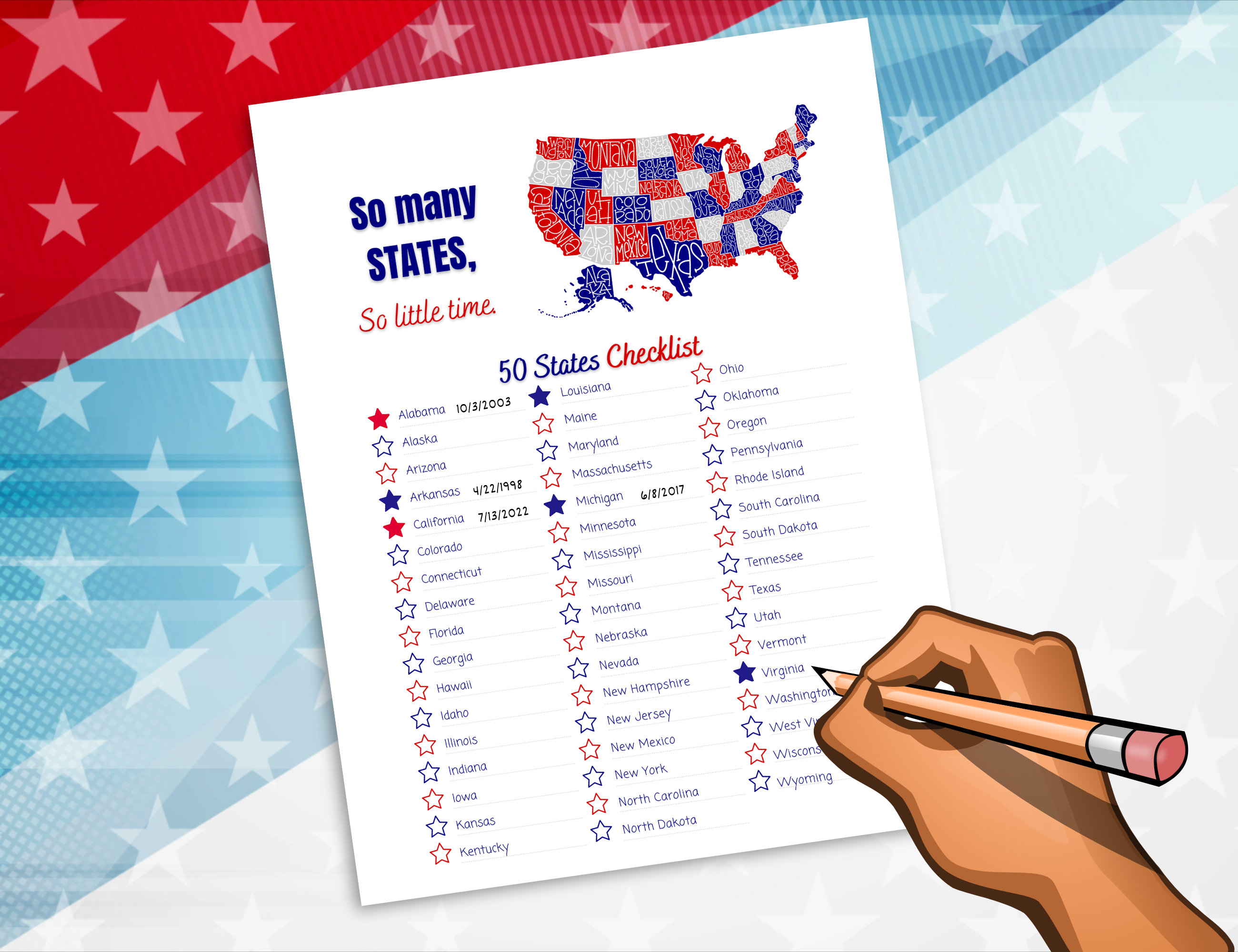 50 United States Checklist, so Many States, so Little Time, USA Travel ...