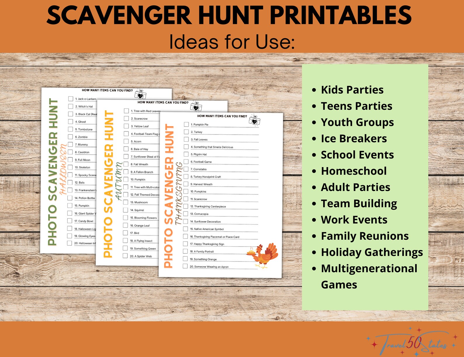 Photo Scavenger Hunt Halloween, Autumn, Thanksgiving Bundle | Fall ...