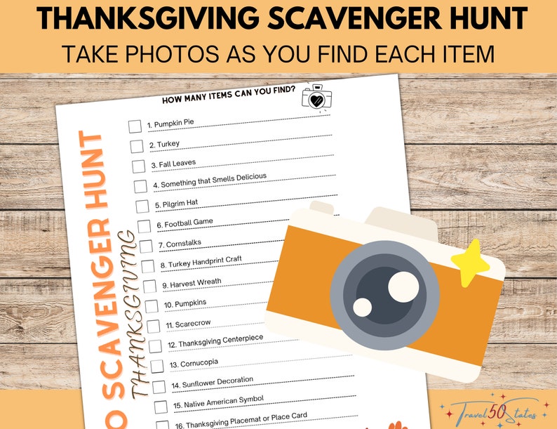 Thanksgiving Photo Scavenger Hunt Printable Game, Instant Download - Etsy