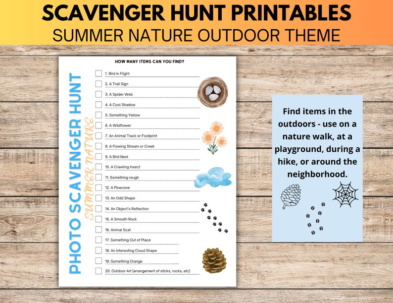 Summer Photo Scavenger Hunt Printables - Beach, Nature, and ...