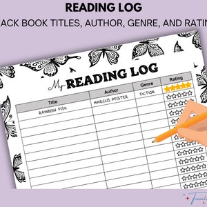 Butterfly Reading Journal Printable Bundle: Book Tracker & Bookmarks ...