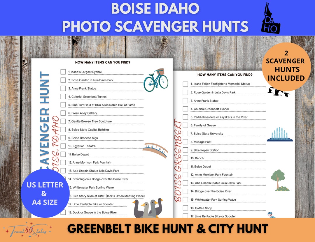 Boise Idaho Photo Scavenger Hunt: Greenbelt & City Adventure (PDF ...