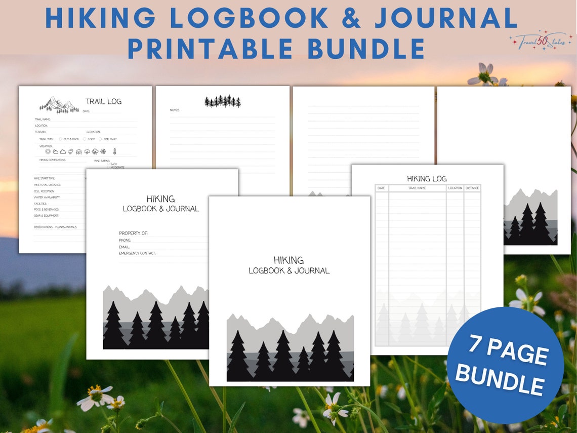 Hiking Logbook & Journal Printable Bundle Hiker Diary - Etsy