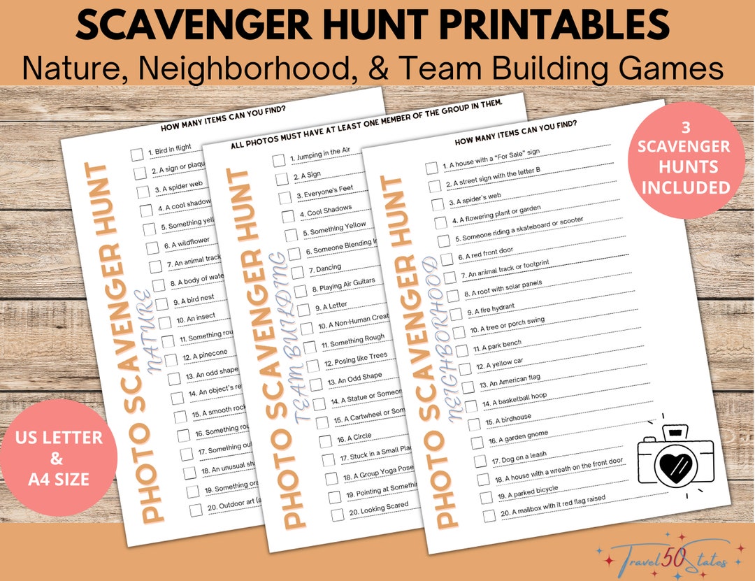 Photo Scavenger Hunt Printables - Nature, Neighborhood, and Team ...