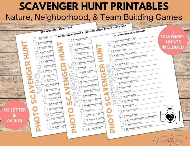 Photo Scavenger Hunt Printables - Nature, Neighborhood, and Team ...